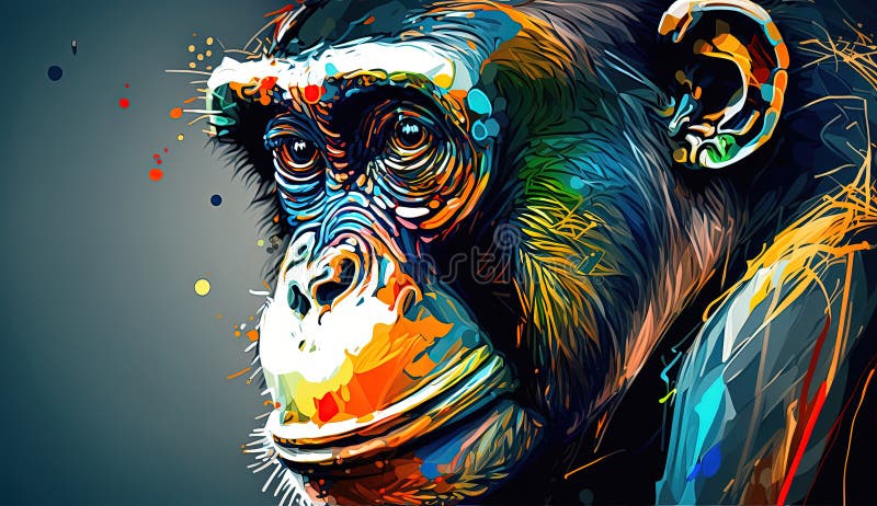 Colorful Ape Abstraction Artwork Stock Illustration - Illustration of ...