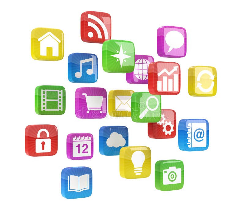 Colorful app icons stock illustration. Illustration of concept - 25919463