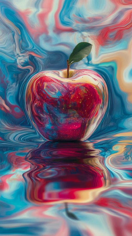 Colorful Apple with Abstract Swirl Background Stock Image - Image of ...