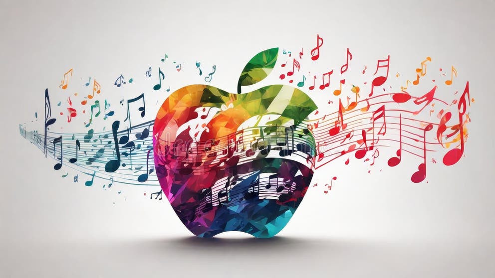 Colorful Apple with Musical Notes Stock Illustration - Illustration of ...