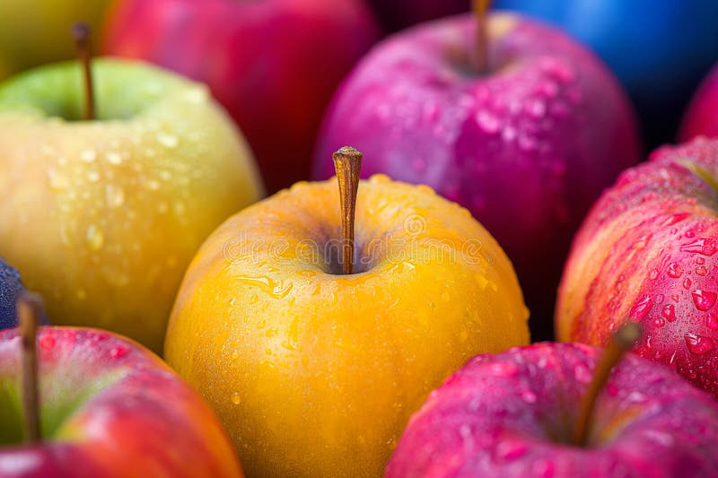 Colorful Apples with Water Drops Wallpaper Stock Illustration ...