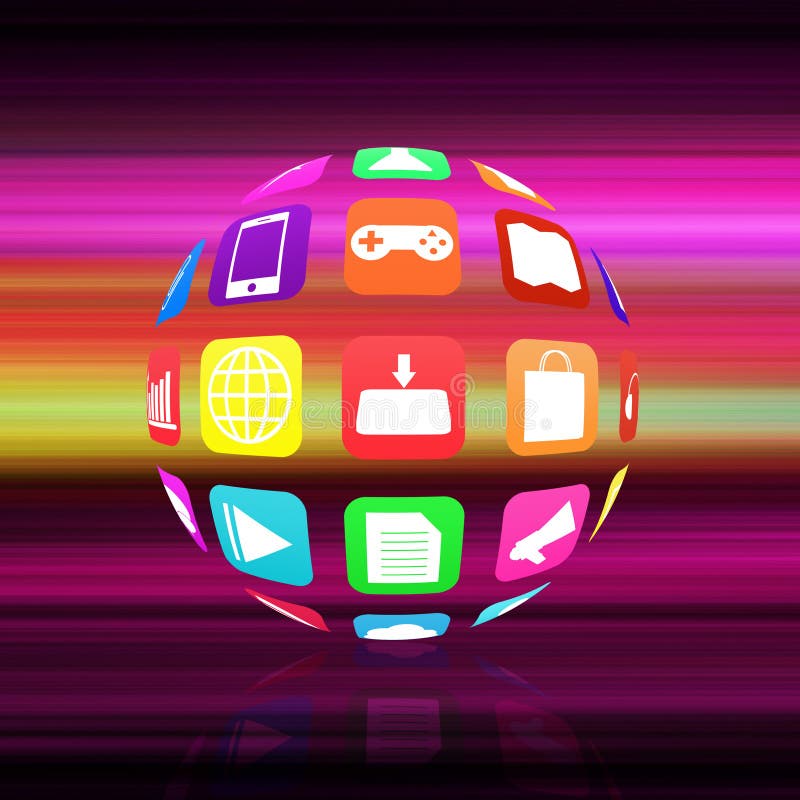 Colorful Application Icon on Abstract Background Stock Illustration ...