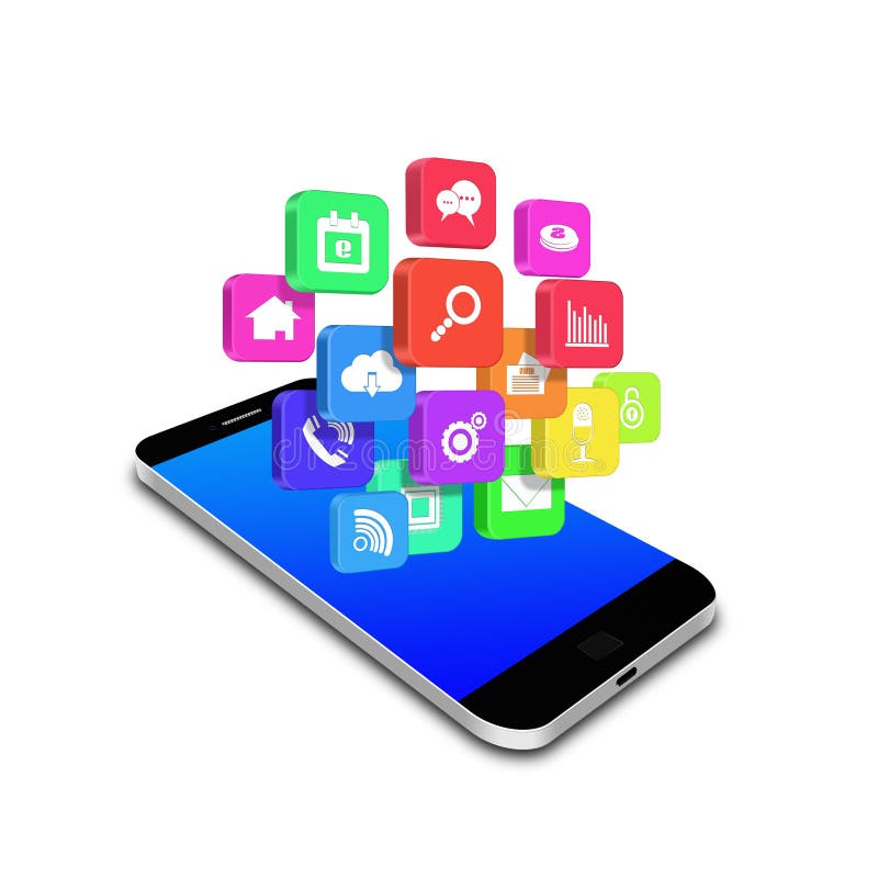 Colorful Application Icon on Smartphone,cell Phone Illustration Stock ...