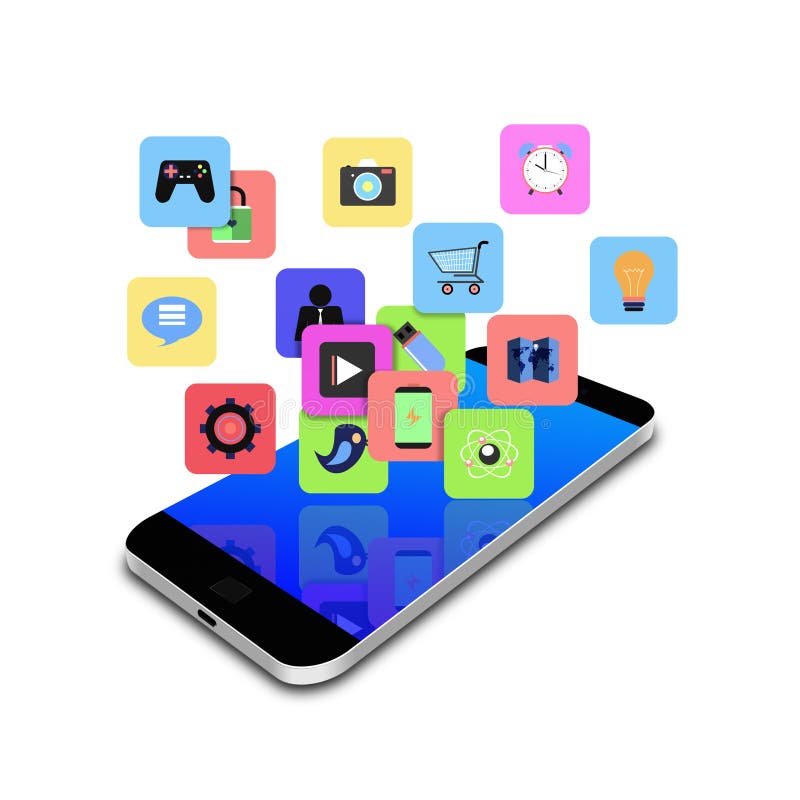 Colorful Application Icon on Smartphone,cell Phone Illustration Stock ...