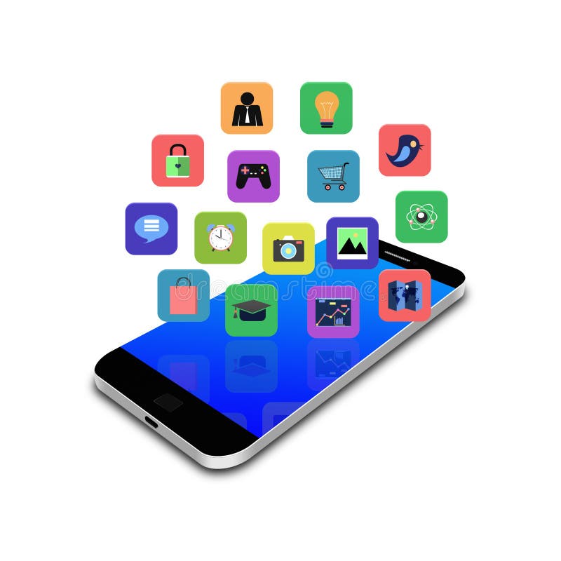 Colorful Application Icon on Smartphone,cell Phone Illustration Stock ...