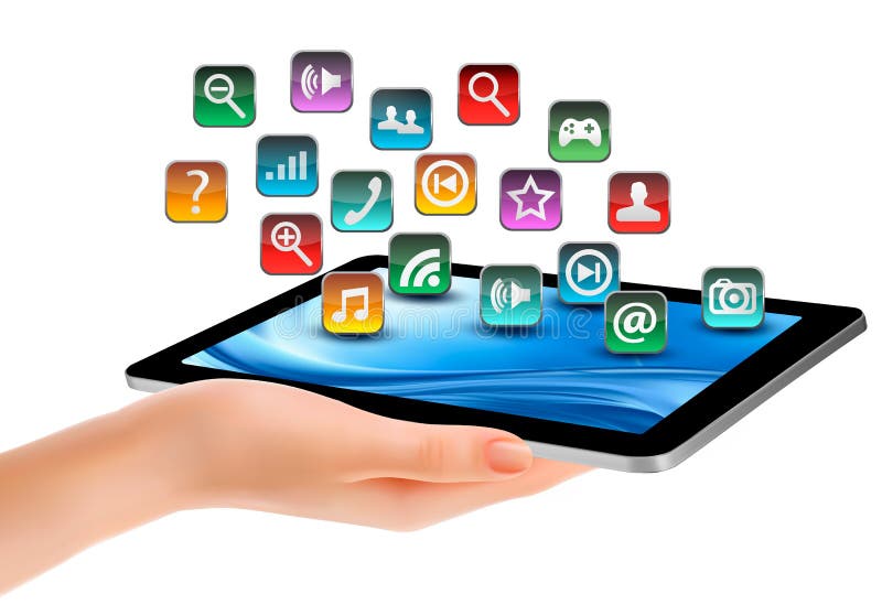 Vector Tablet Computer with Mobile Phones Cloud of Stock Vector ...