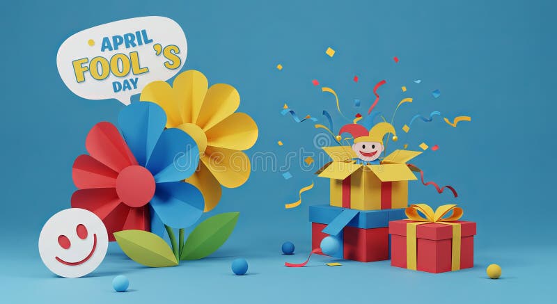 Happy Fool's Day Celebration Colorful Balloons Confetti Stock Photos ...