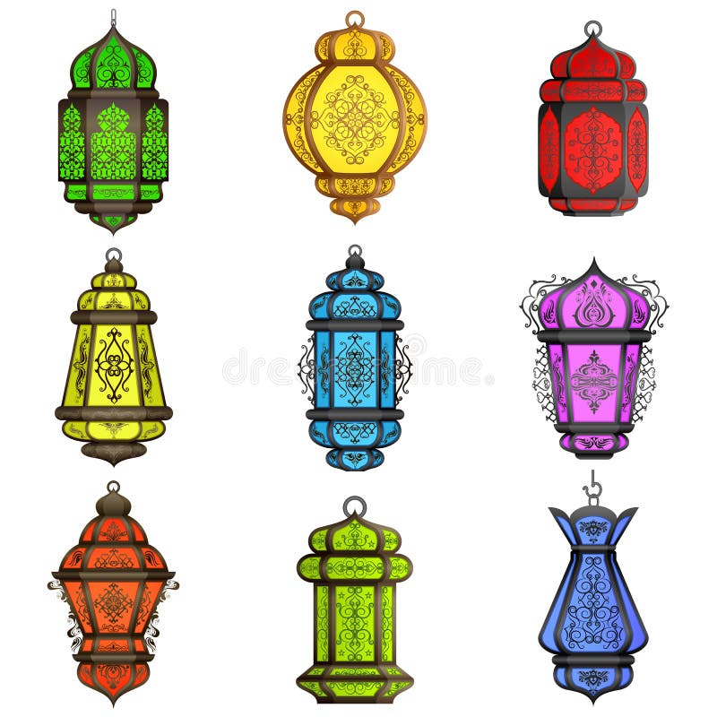 Colorful Arabic lamp stock vector. Illustration of light - 42395658