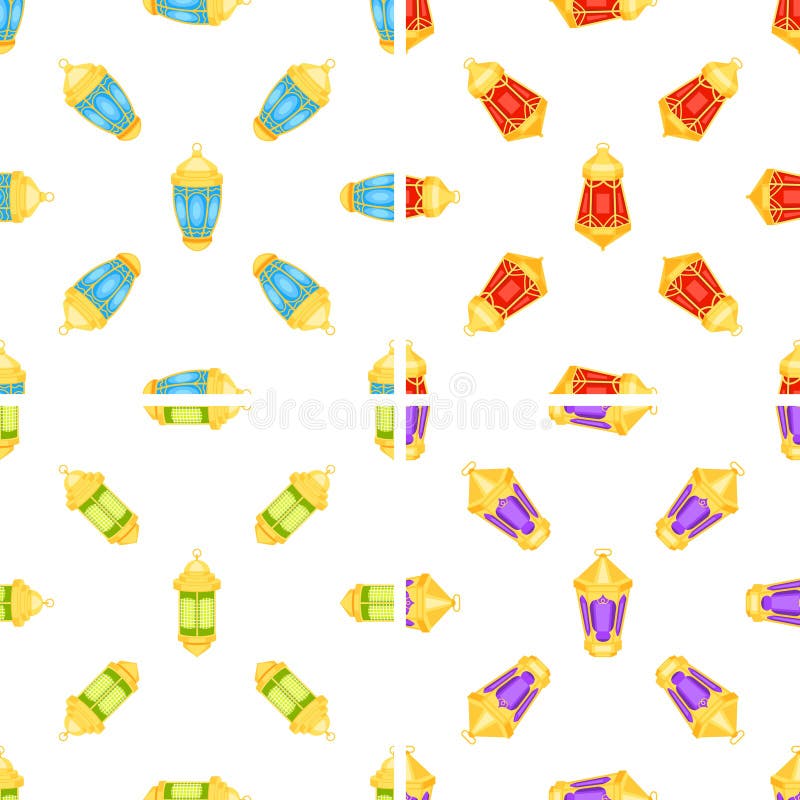 Colorful Arabic Lanterns Creating a Seamless Pattern for Islamic ...