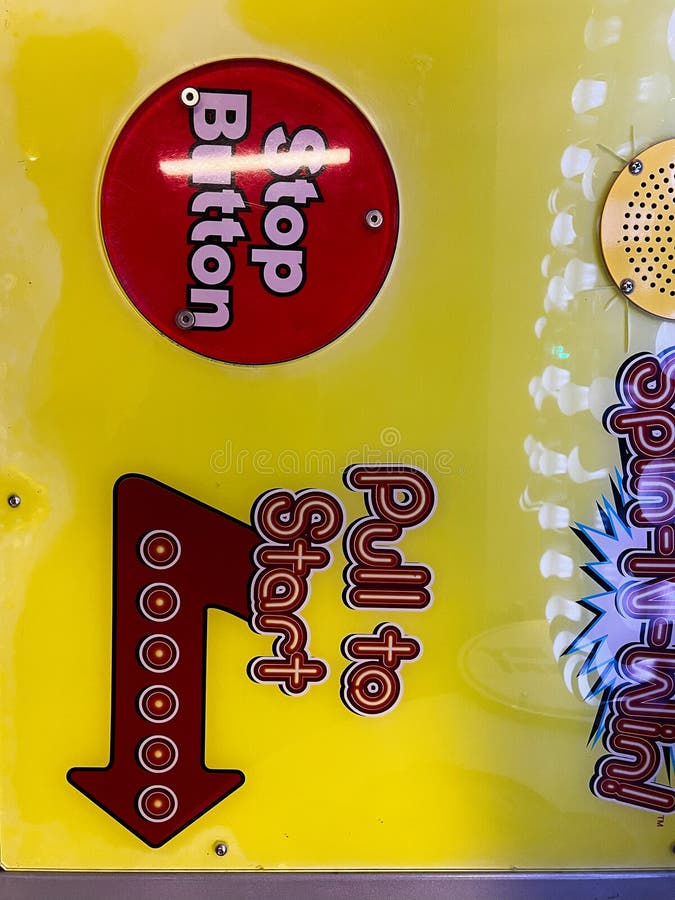 Colorful Arcade Panel Featuring Stop Button and Pull To Start ...