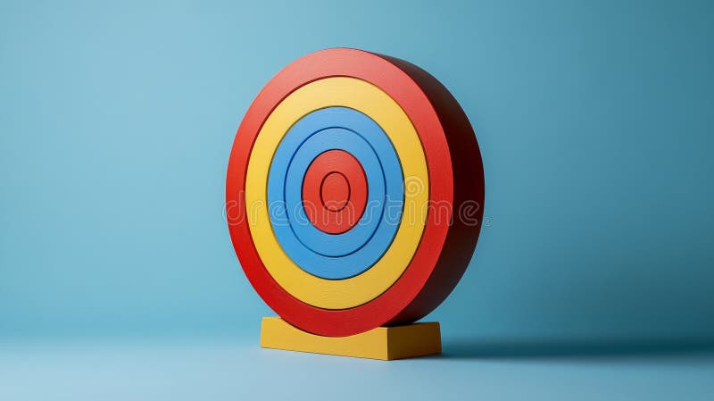 Colorful Archery Target Against a Blue Backdrop. Stock Image - Image of ...
