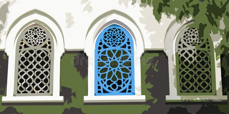 Colorful Architectural Patterned Windows with Intricate Lattice Design ...