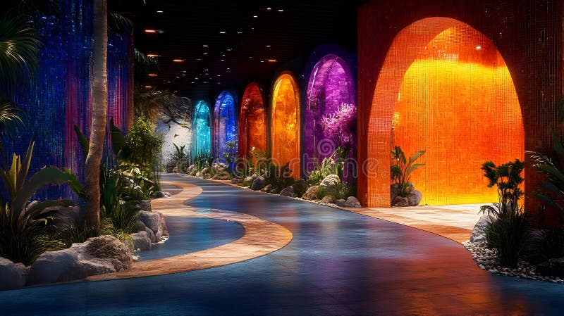 Colorful Archway Pathway 3D Illustration Stock Illustration ...