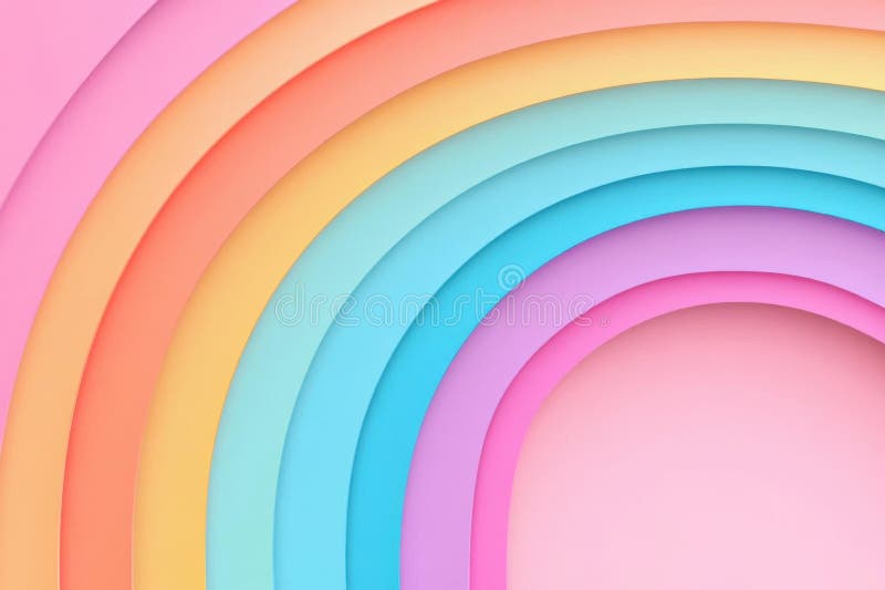 Colorful Arcs Create a Pastel Abstract Rainbow, Paper-cut Theme Stock ...