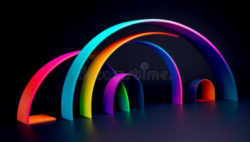 Colorful Arcs Create a Vibrant Display in a Dark Setting Stock ...