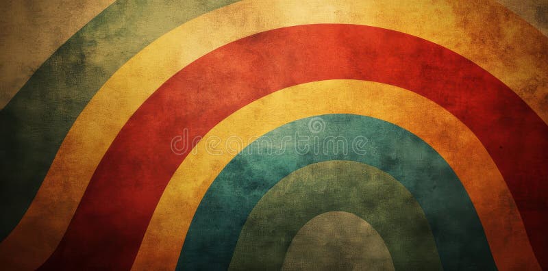 Colorful Arcs Form a Retro Rainbow with Grunge Texture and Design ...