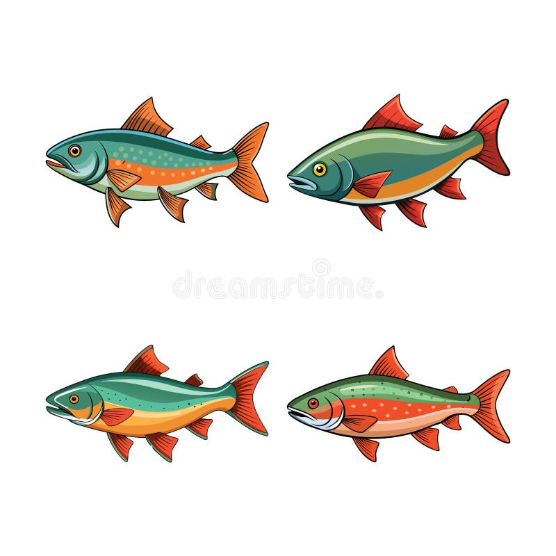 Colorful Arctic Char Beautiful Artwork Creation Stock Vector ...