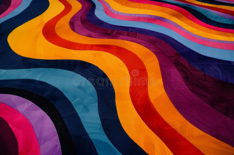 Colorful Area Rug Featuring Dynamic Wavy Lines in Bold Contrasting ...