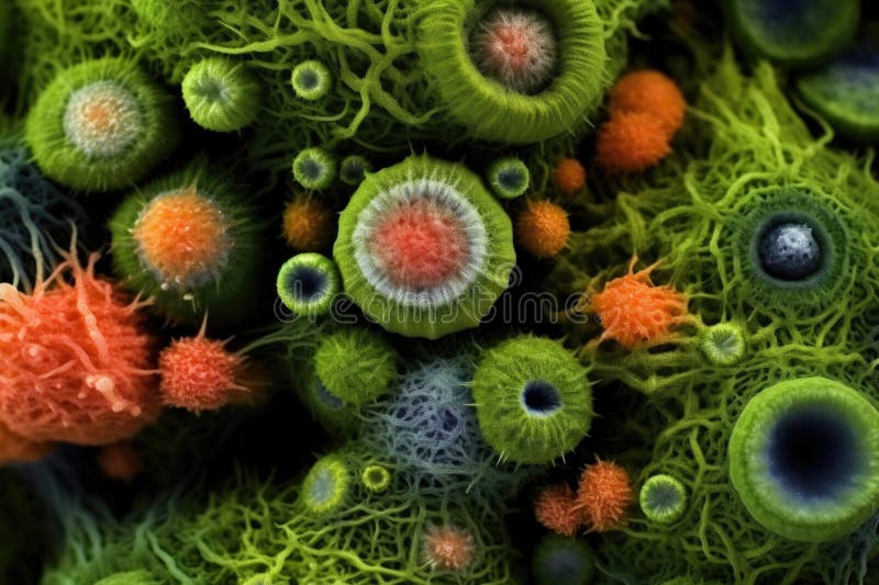 Colorful Arrangement of Algae Cells Stock Illustration - Illustration ...