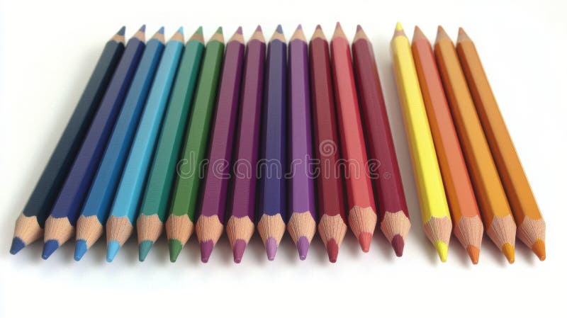 Colorful Arrangement of Assorted Colored Pencils on a White Background ...