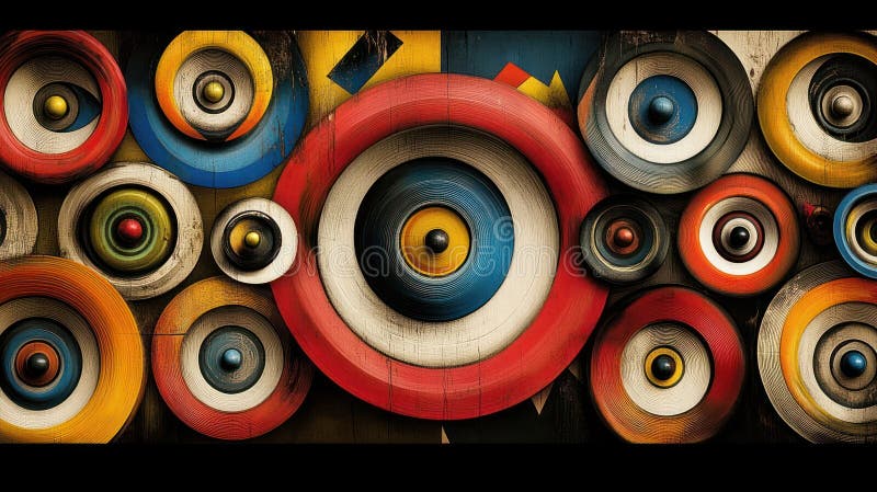 A Colorful Arrangement of Circular Shapes Resembling Targets or ...