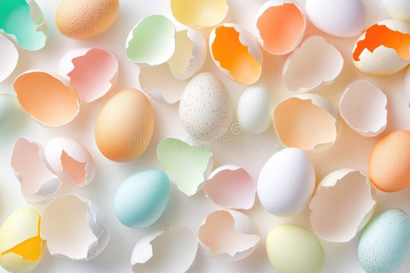 Colorful Arrangement of Cracked Easter Egg Shells for Festive ...