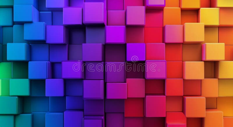 Colorful Arrangement of Cubes Creating a Vibrant Gradient Pattern on a ...