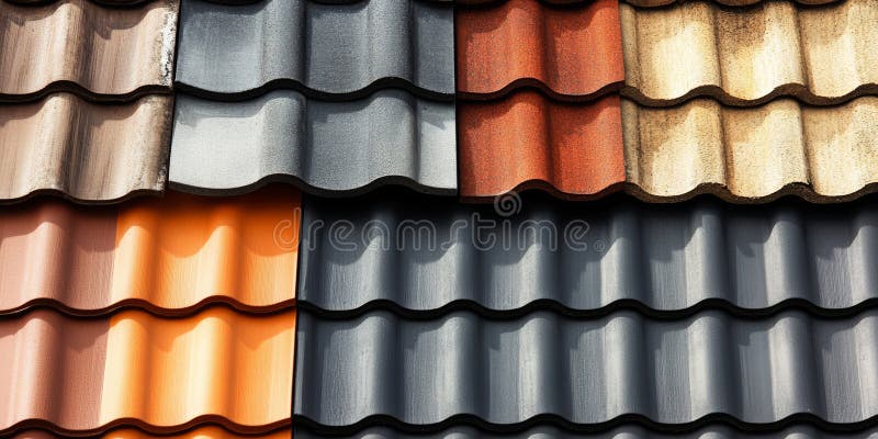 Colorful Arrangement of Different Roofing Tiles Showcasing Texture and ...