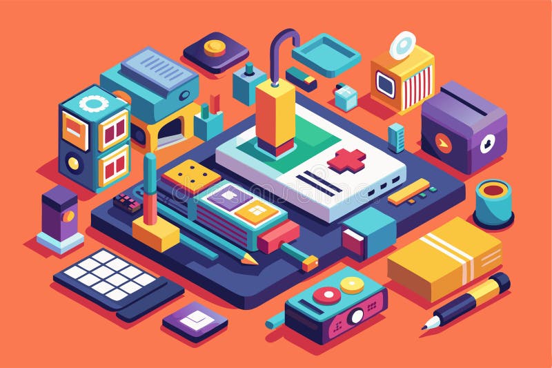 A Colorful Arrangement of Digital Tools and Accessories Illustrates a ...