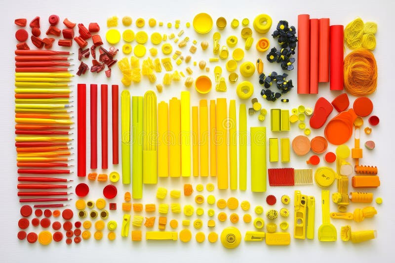 Colorful Arrangement of Everyday Objects Stock Illustration ...