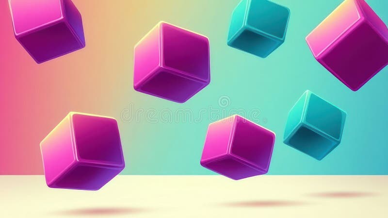 A Colorful Arrangement of Floating Cubes in a Vibrant Gradient ...