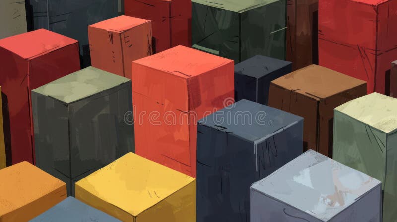 A Colorful Arrangement of Geometric Blocks in Various Sizes and Shades ...
