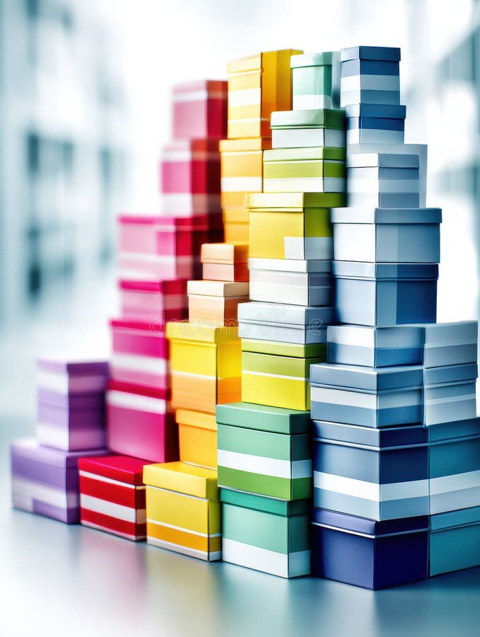 Organized Pharmacy Boxes Stacked by Color Creating a Clean Visual ...