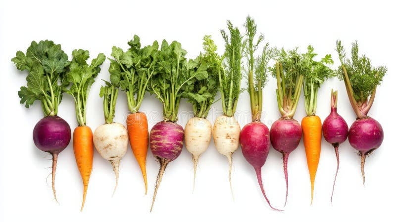 A Colorful Arrangement of Various Root Vegetables with Greens Stock ...