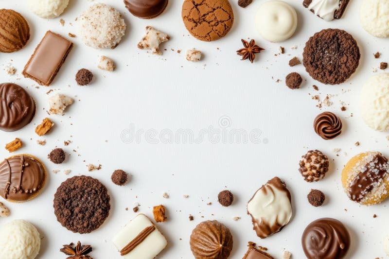 Colorful Arrangement of Various Sweets and Cookies on a White ...