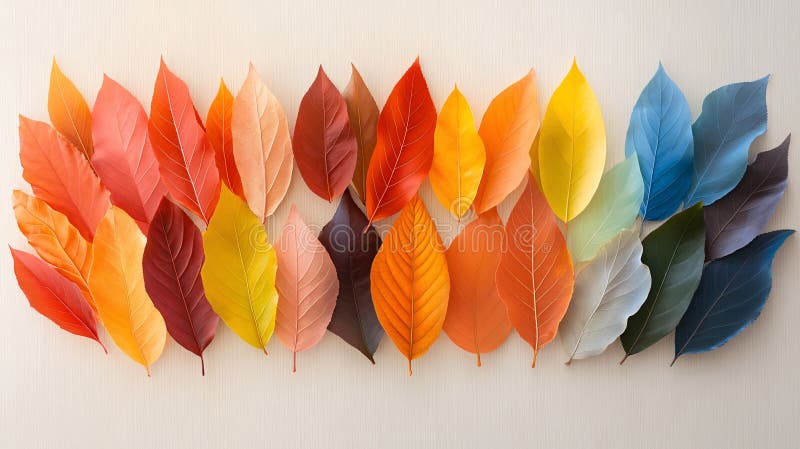Vibrant Autumn Leaves Gradient Color Spectrum Display Stock Photos ...