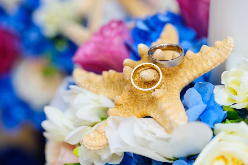 Colorful Arrangement for Wedding Rings Stock Photo - Image of gold ...
