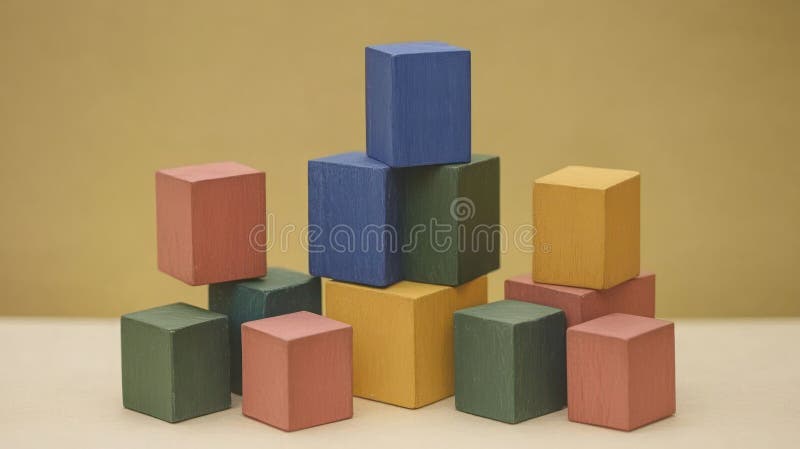 A Colorful Arrangement of Wooden Blocks Stacked Creatively Stock ...