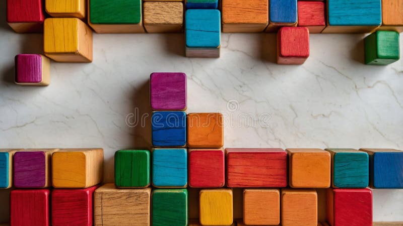 Colorful Arrangement of Wooden Blocks in Various Shapes and Sizes ...