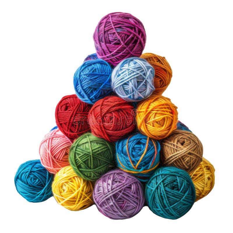 A Colorful Arrangement of Yarn Balls in a Pyramid Shape Stock Photo ...