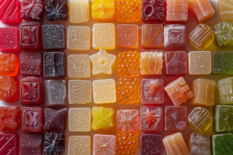 A Colorful Array of Assorted Gummy Candies Neatly Arranged ...