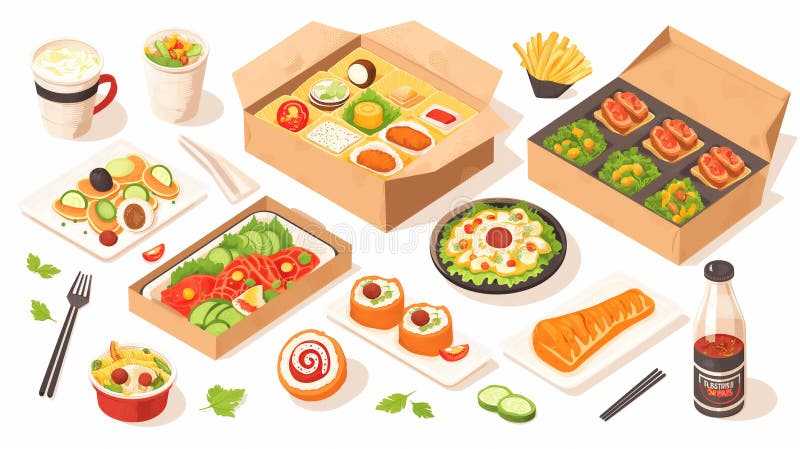 A Colorful Array of Bento Boxes and Snacks, Showcasing a Delightful ...
