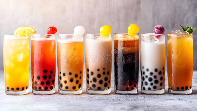 Colorful Bubble Tea Assortment Stock Illustration - Illustration of ...