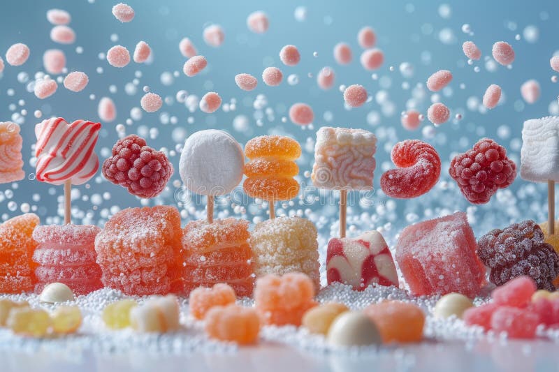 Colorful Array of Candies Cascading on a White Backdrop Lollipops ...
