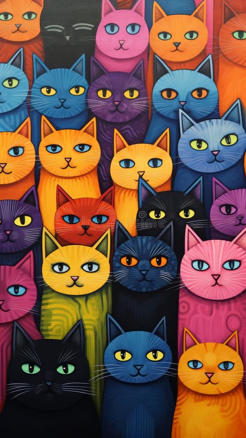 A Colorful Array of Cats stock photo. Image of imaginative - 315312098