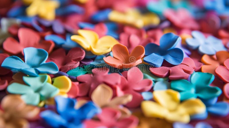 A Colorful Array of Clay Flower Petals Tered on a Table Waiting To Be ...