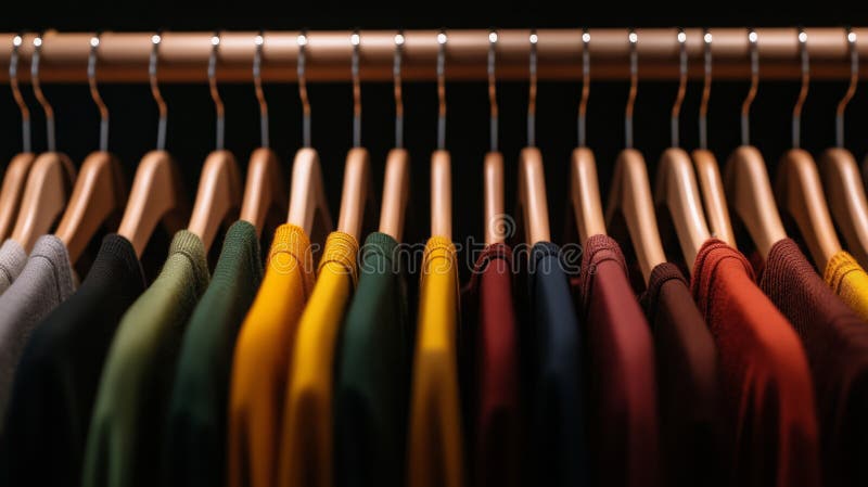 Colorful Array of Clothes on Rack in Modern Retail Store Stock Photo ...