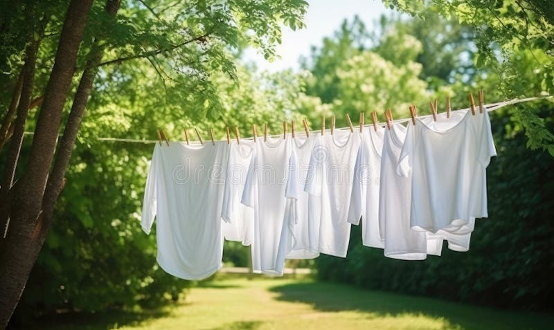 A Colorful Array of Clothing Swinging on a Breezy Clothesline Stock ...