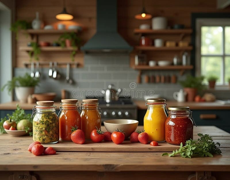 A Colorful Array of Condiment Bottles on the Kitchen Table this Vibrant ...