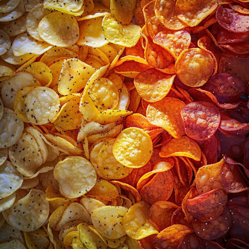 A Colorful Array of Crispy Potato Chips in Various Flavors, Perfect for ...